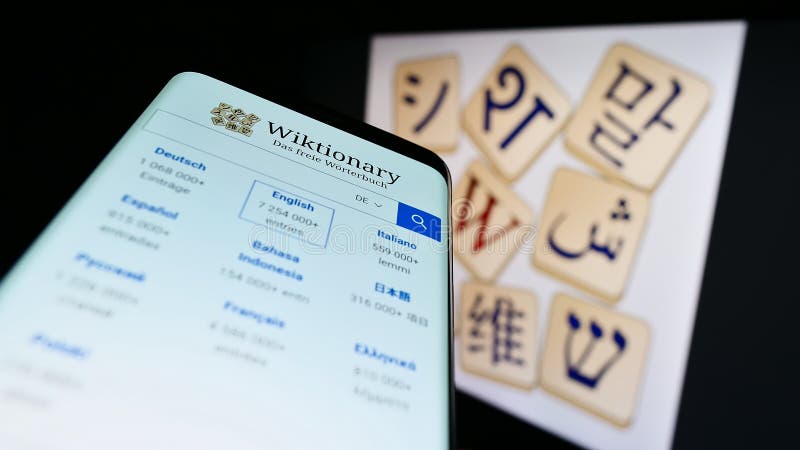 Mobile Phone with Webpage of Online Dictionary Wiktionary (Wikimedia ...