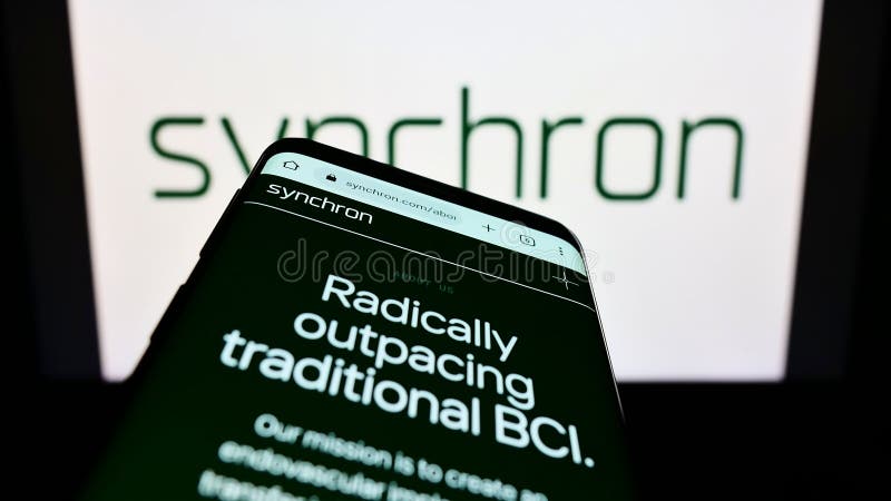 Mobile Phone with Website of US Brain Interface Company Synchron Inc ...