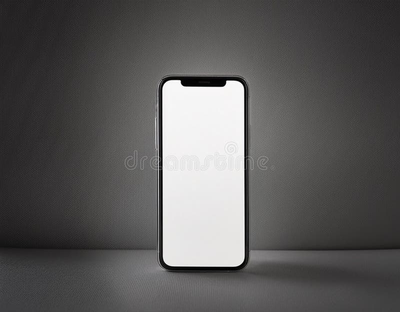 Mobile Phone with White Screen on Gray Studio Background Stock Image ...