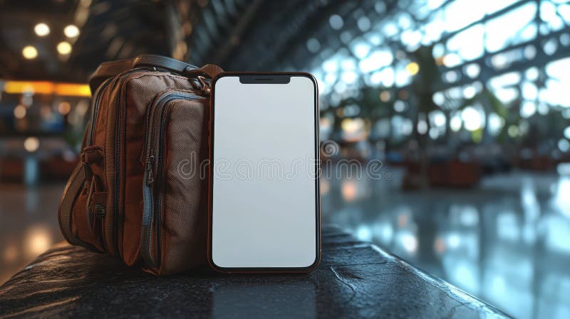 Mobile Phone with White Screen and Travel in the Background Stock Photo ...