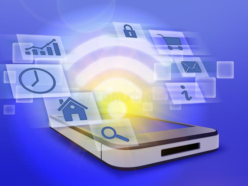 Mobile Phone and Wi-fi Sign Surrounded by Stock Illustration ...