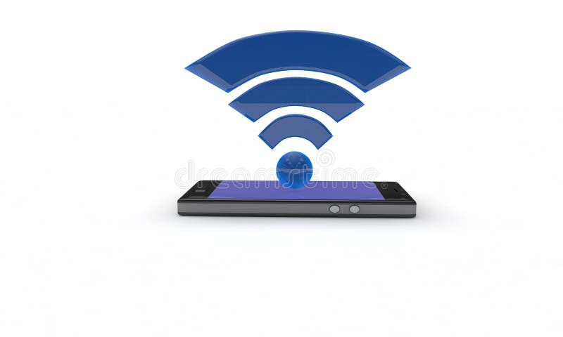 Mobile Phone Wifi Concept, 3d Render Stock Illustration - Illustration ...