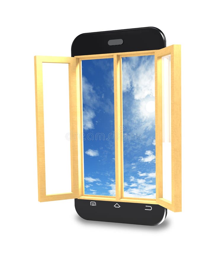 Mobile Phone with the Window Open. Stock Illustration - Illustration of ...