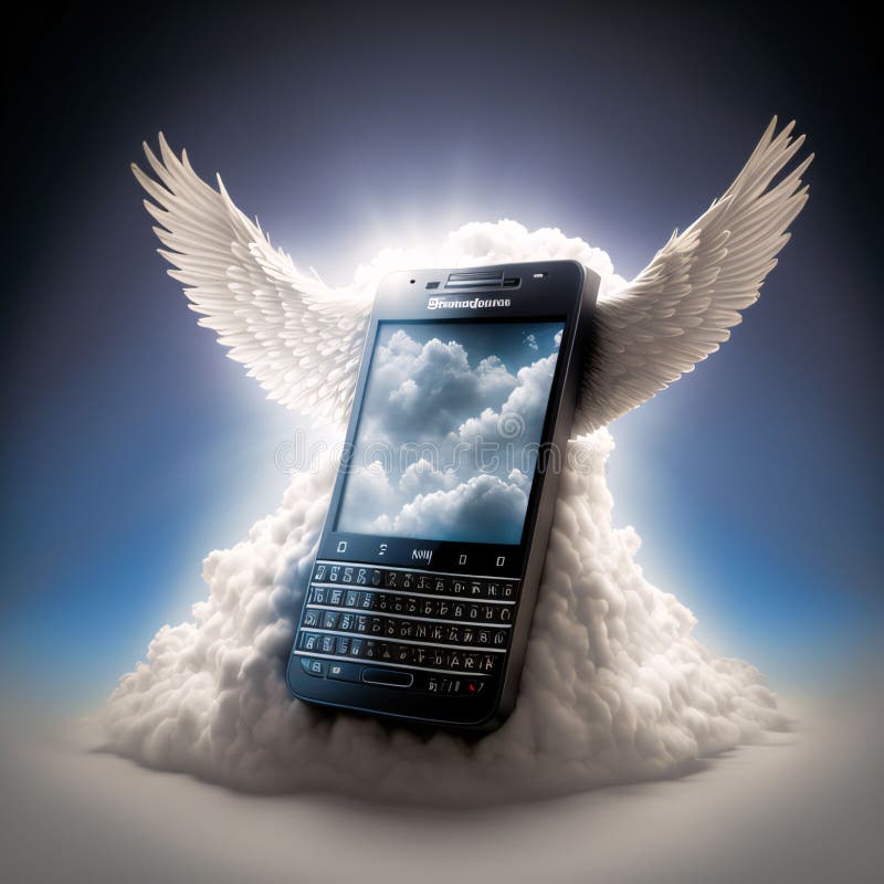 Mobile Phone with Wings in the Sky. 3d Render Illustration Stock ...