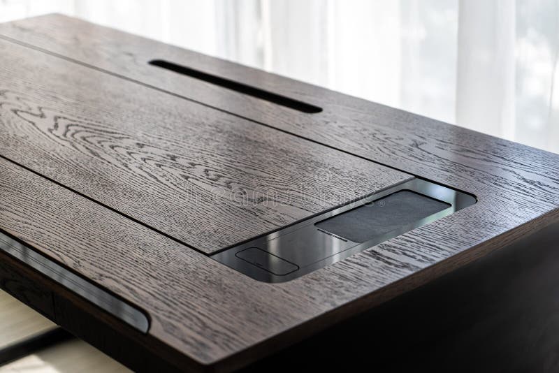 Mobile Phone with Wireless Charger on Table. Modern Workplace Accessory ...