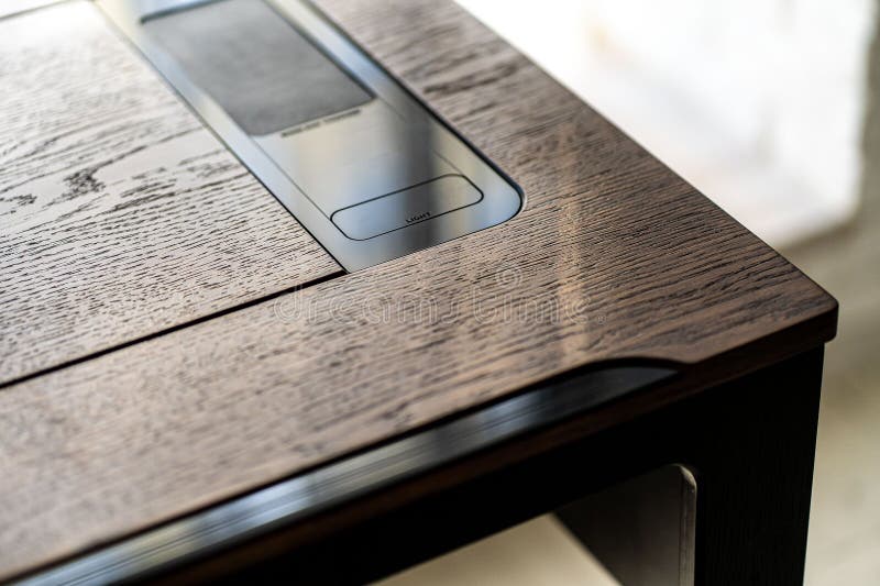 Mobile Phone with Wireless Charger on Table. Modern Workplace Accessory ...