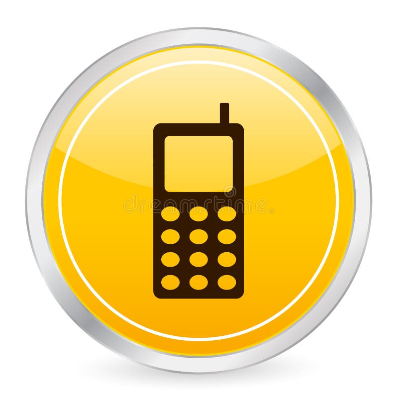 Mobile Phone Yellow Circle Ico Stock Vector - Illustration of rounded ...