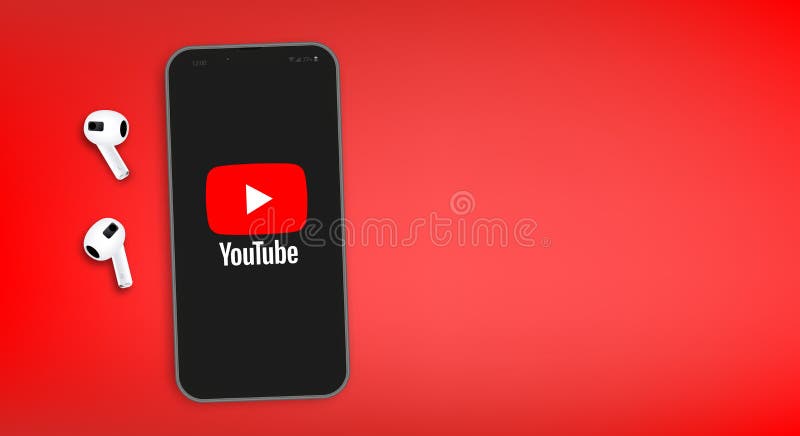 Mobile Phone with Youtube App, Vector Editorial Illustration Editorial ...