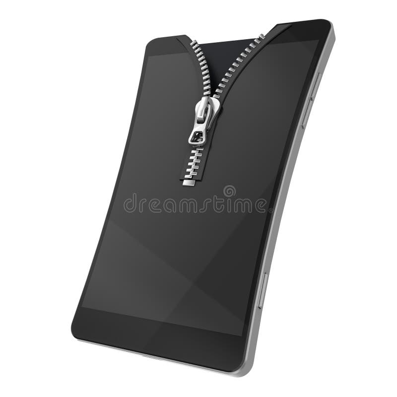Mobile phone with zip stock illustration. Illustration of white - 78535799