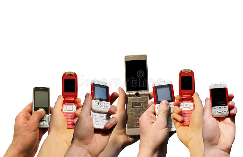Cell phones in hands stock photo. Image of fingers, message - 7311760