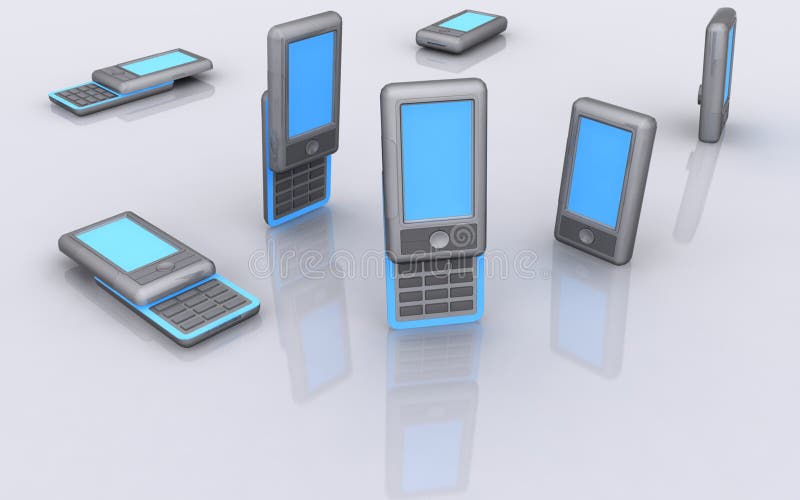 Three Types of Phones in Two and Three Dimensions Stock Vector ...