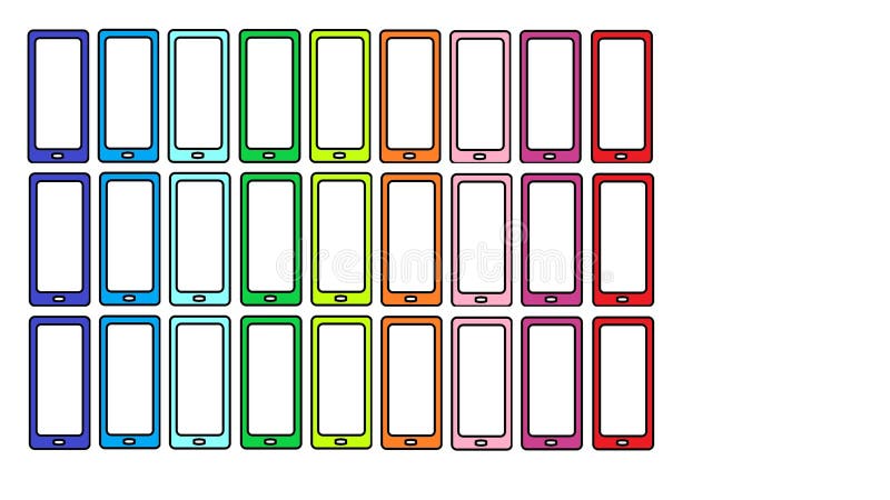 Mobile Phones Background, Group of Colorful Mobile Phones Stock ...
