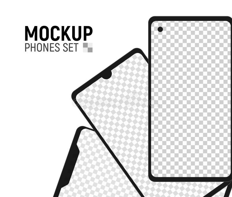 Mobile Phones Collection Mockup. Kit of Cellphones Layout Stock ...