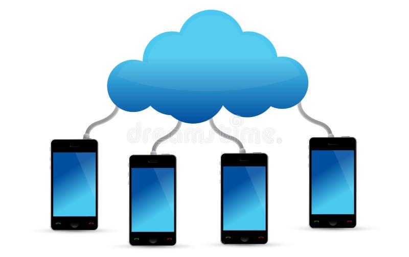 Two Mobile Phone Connected Wirelessly. Stock Vector - Illustration of ...