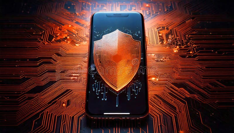 Mobile Phones and Digital Security Systems Stock Image - Image of ...