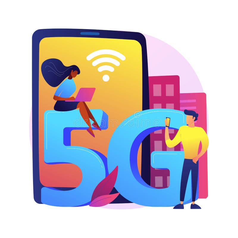 Mobile Phones 5G Network Abstract Concept Vector Illustration. Stock ...