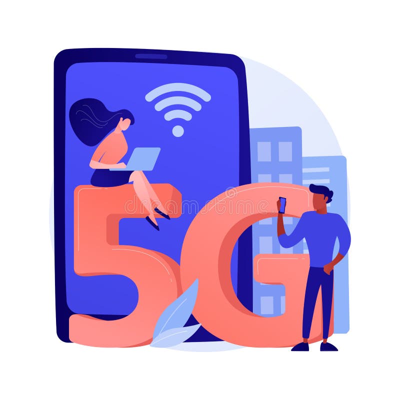 Mobile Phones 5G Network Abstract Concept Vector Illustration. Stock ...