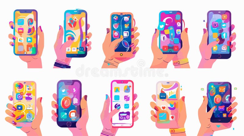 Smartphones Various Applications Stock Illustrations – 868 Smartphones Various Applications ...