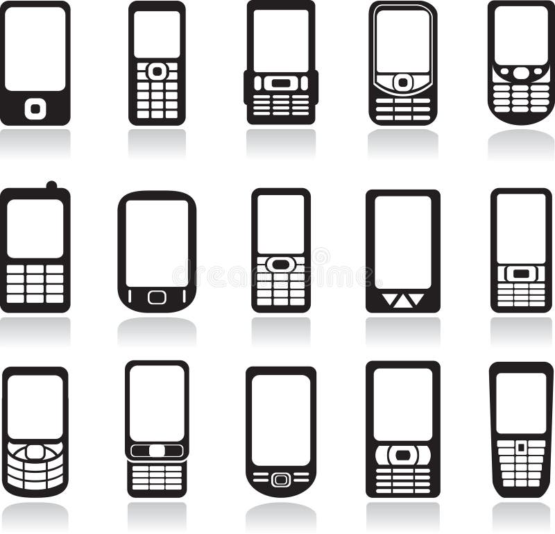 Mobile phones icons set stock vector. Illustration of collection - 13260847
