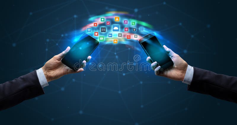 Mobile Phones Syncing Application Stock Image - Image of cellphone ...