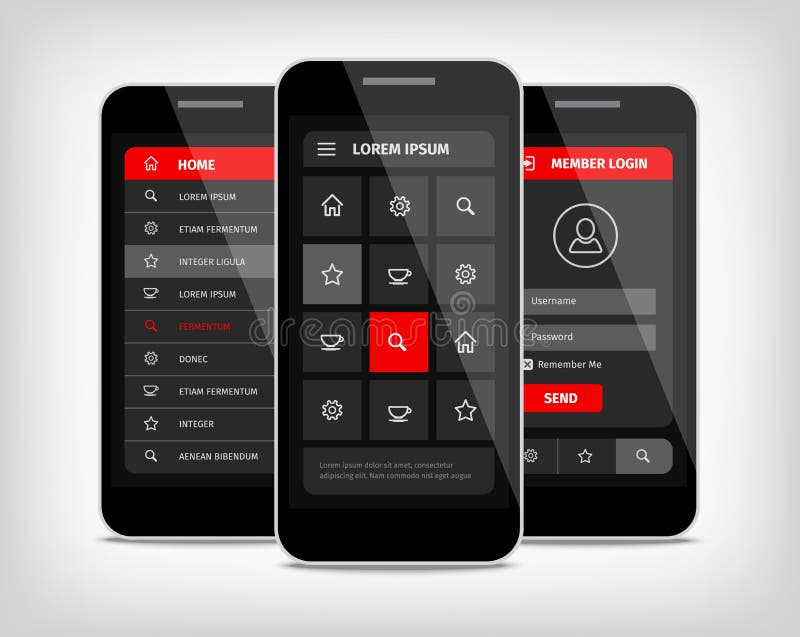 Vector Mobile Ui Design with Login Stock Vector - Illustration of sign ...