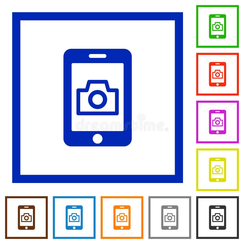 Mobile Photography Flat Framed Icons Stock Vector - Illustration of ...