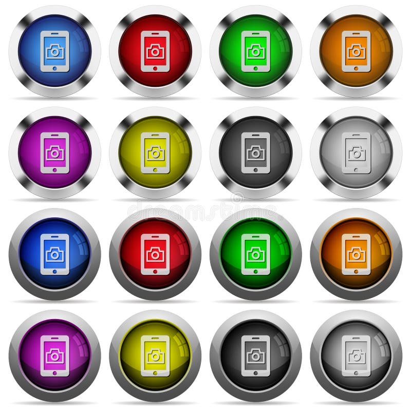 Mobile Photography Glossy Button Set Stock Illustration - Illustration ...