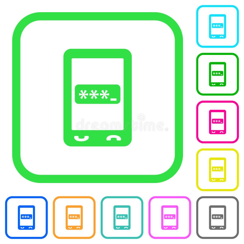 Mobile Pin Code Vivid Colored Flat Icons Stock Vector - Illustration of ...