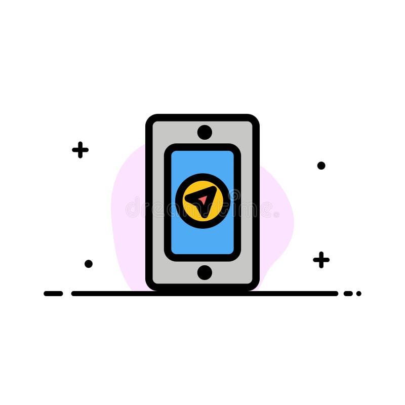 Mobile, Pin, Rainy Business Flat Line Filled Icon Vector Banner ...