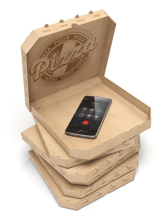 Mobile Pizza Ordering and Delivery Concept. Smartphone and Pizza Stock ...