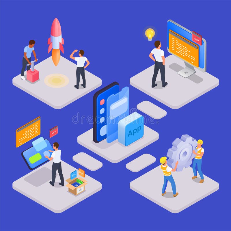 Mobile Platform Development Composition Stock Vector - Illustration of ...