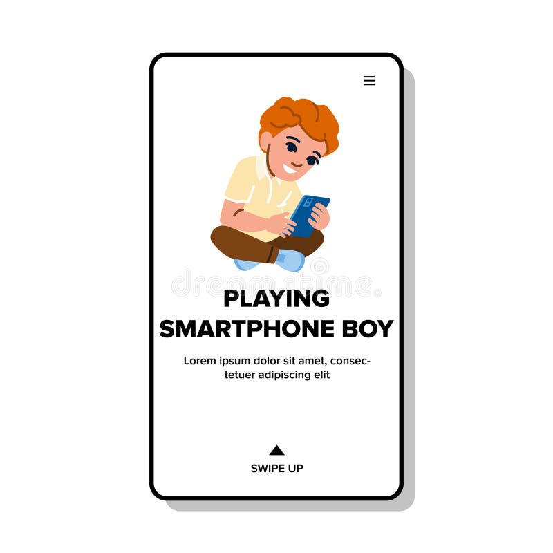 Mobile Playing Smartphone Boy Vector Stock Vector - Illustration of ...