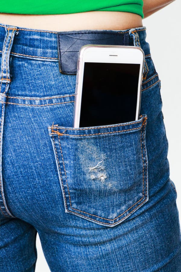 Mobile in Blue Jeans Pocket Stock Photo - Image of female, girl: 104479836