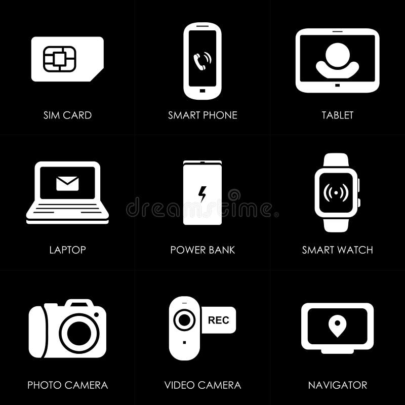 Mobile Portable Devices Icon Set Symbol Flat Style Vector Stock Vector ...