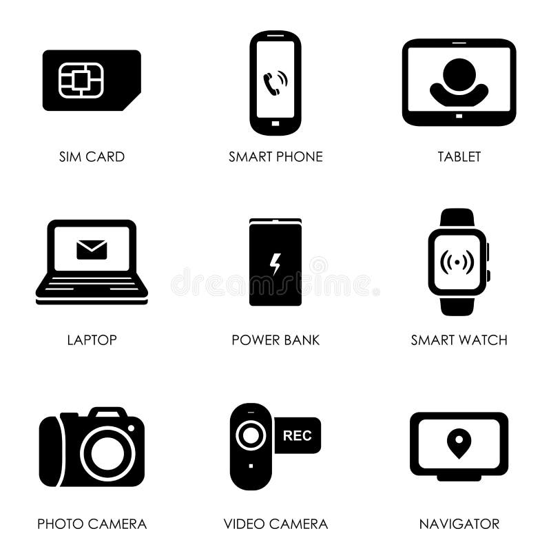 Mobile Portable Devices Icon Set Symbol Flat Style Vector Stock Vector ...