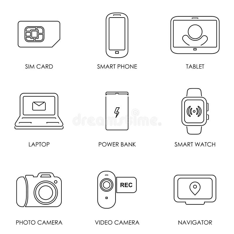 Mobile Portable Devices Icon Set Symbol Flat Style Vector Stock Vector ...