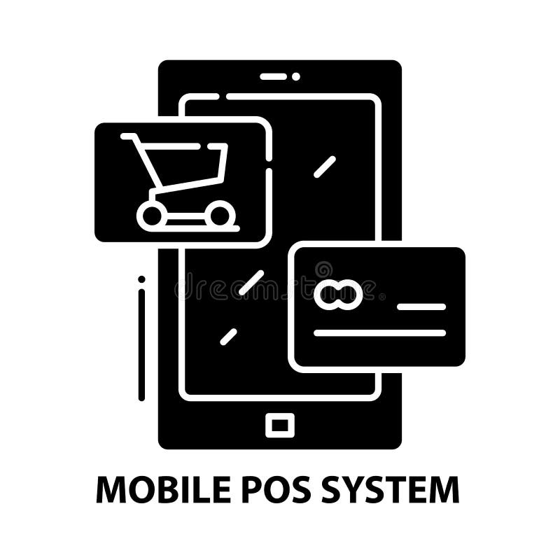 Mobile Pos System Icon, Black Vector Sign with Editable Strokes ...