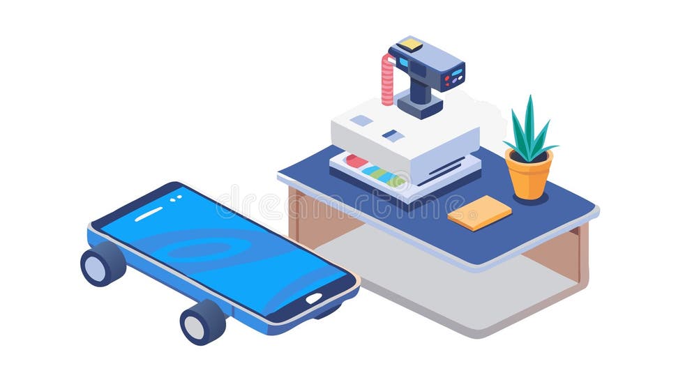 Mobile Printing Solution with Handcart and Supplies, Vector Design ...