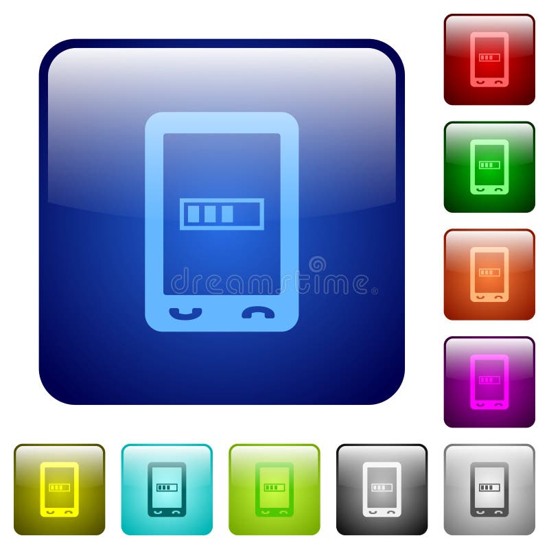 Mobile Processing Color Square Buttons Stock Vector - Illustration of ...