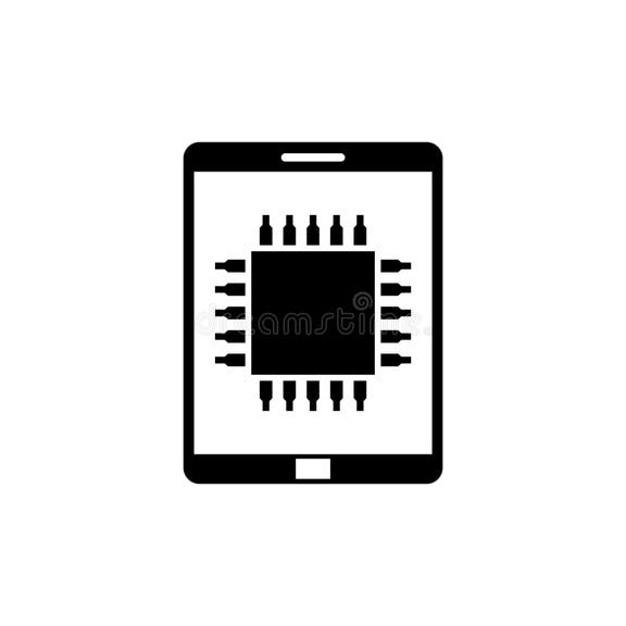 Mobile Processor, Phone Microprocessor Flat Vector Icon Stock ...