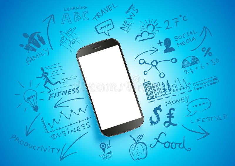 Mobile Phone Device stock vector. Illustration of social - 14849603