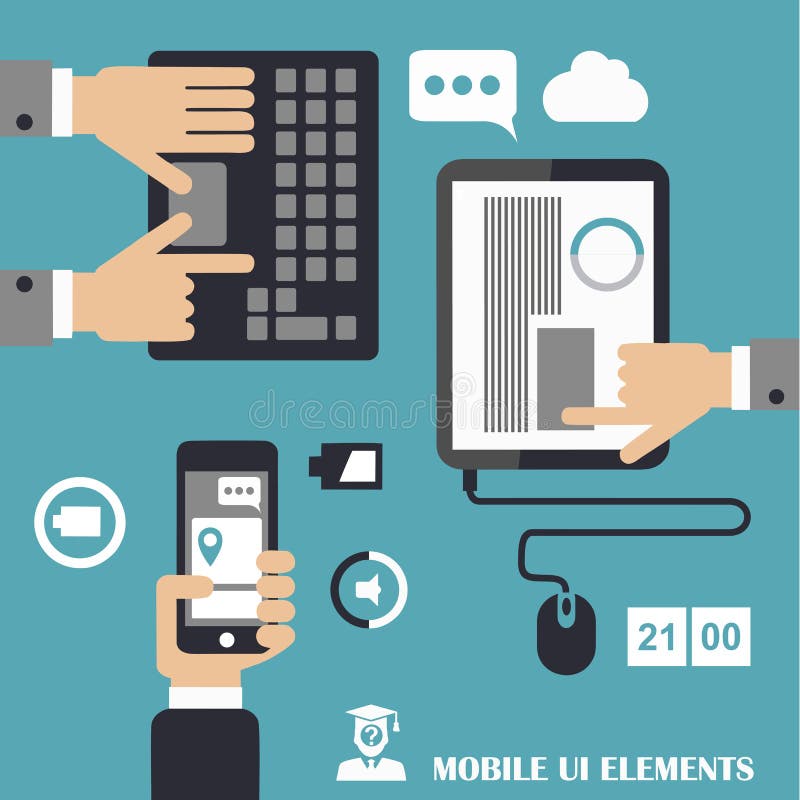 Mobile Programs Concept, Flat Design Illustration,human Hand with ...