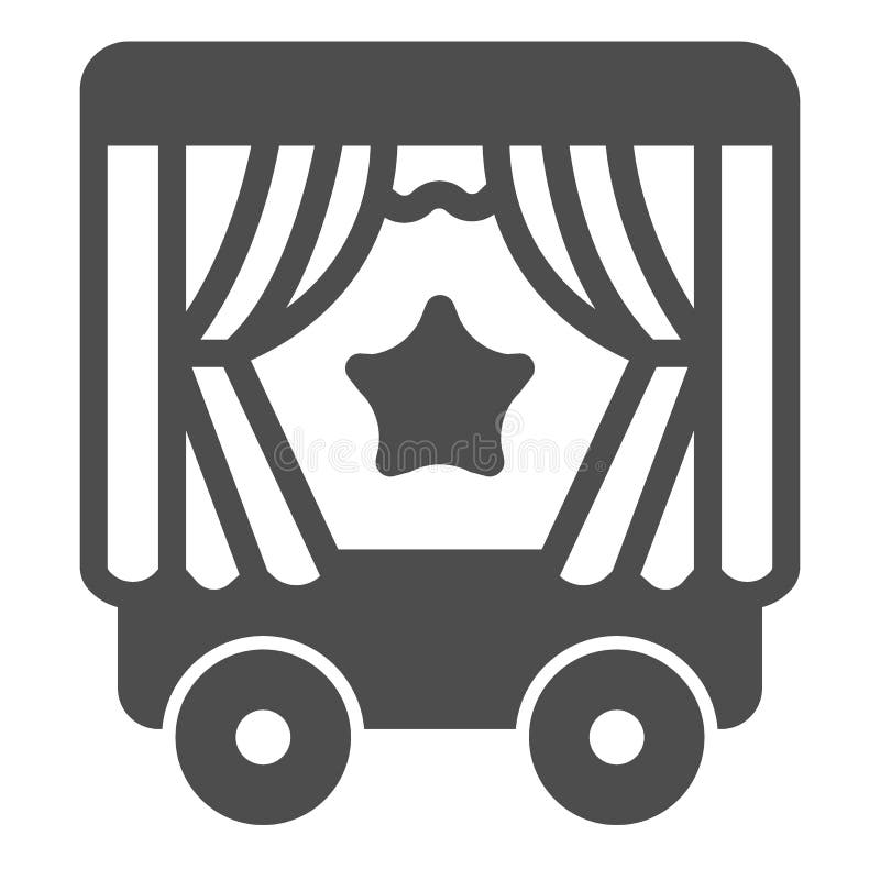 Mobile Puppet Wagon on Wheels, Star Solid Icon, Theater Concept, Puppet ...