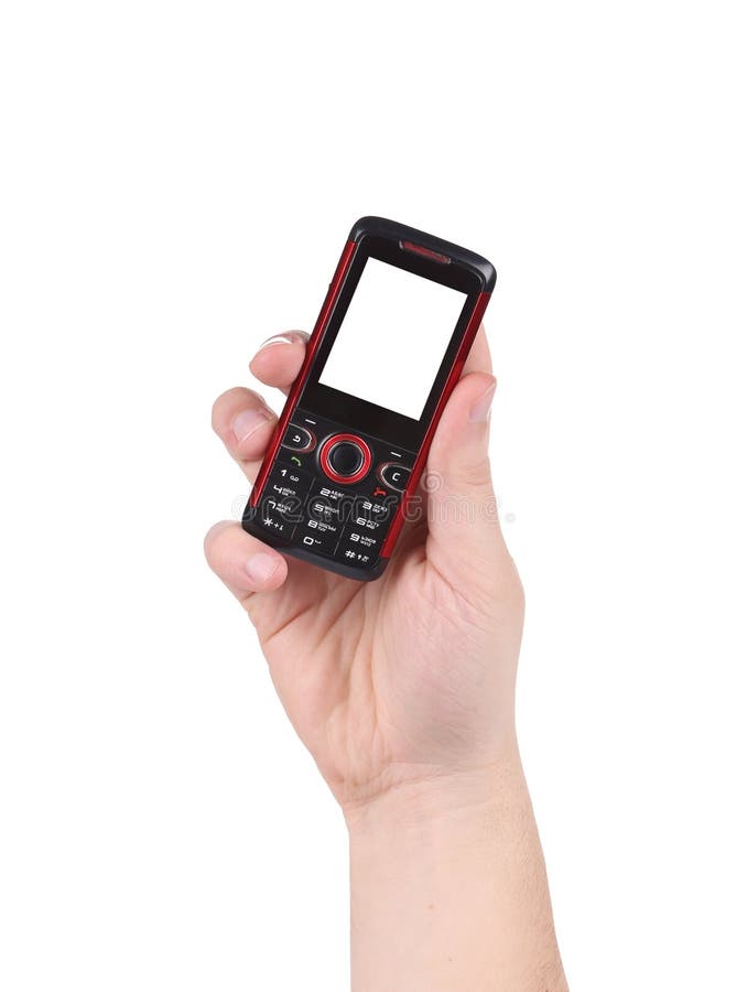 Mobile Push-button Telephone in Hand. Stock Image - Image of message ...