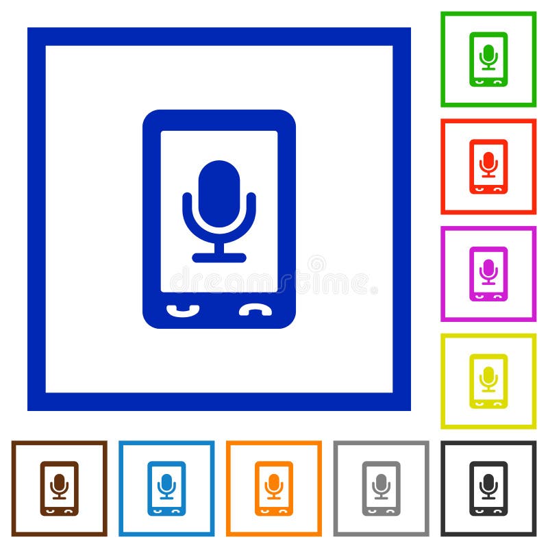 Mobile Recording Flat Framed Icons Stock Vector - Illustration of ...