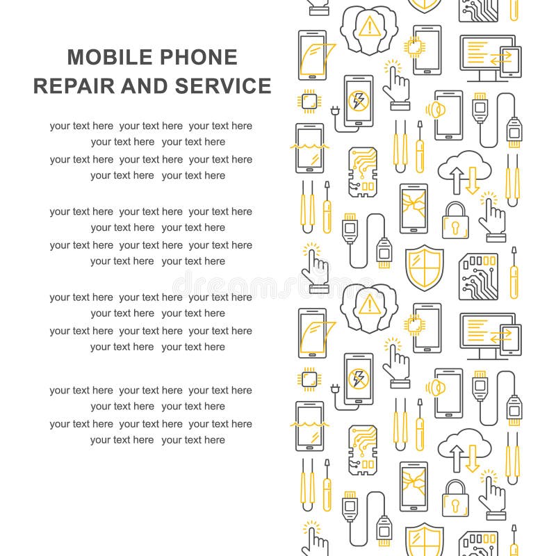 Mobile Repair Service Line Style Icons Set. Phone Fix Pattern ...