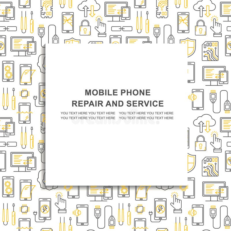 Mobile Repair Service, Phone Fix Pattern with Place for Text ...