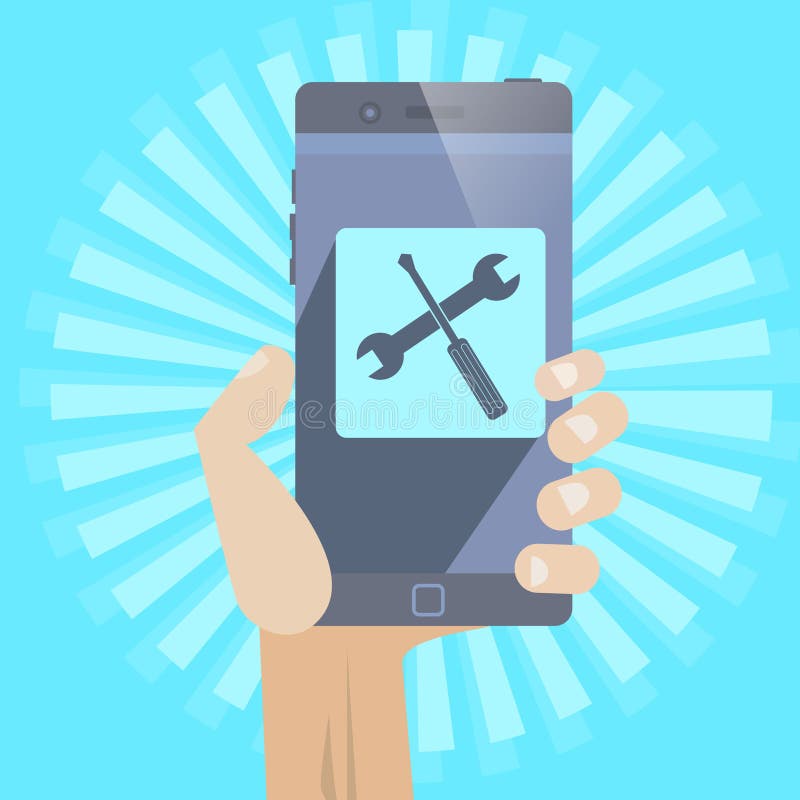 Cartoon Technicians Repairing a Broken Smartphone Stock Vector ...