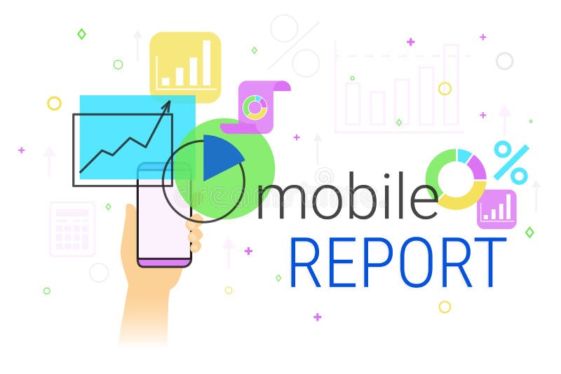 Mobile Report and Accounting on Smartphone Creative Concept Vector ...