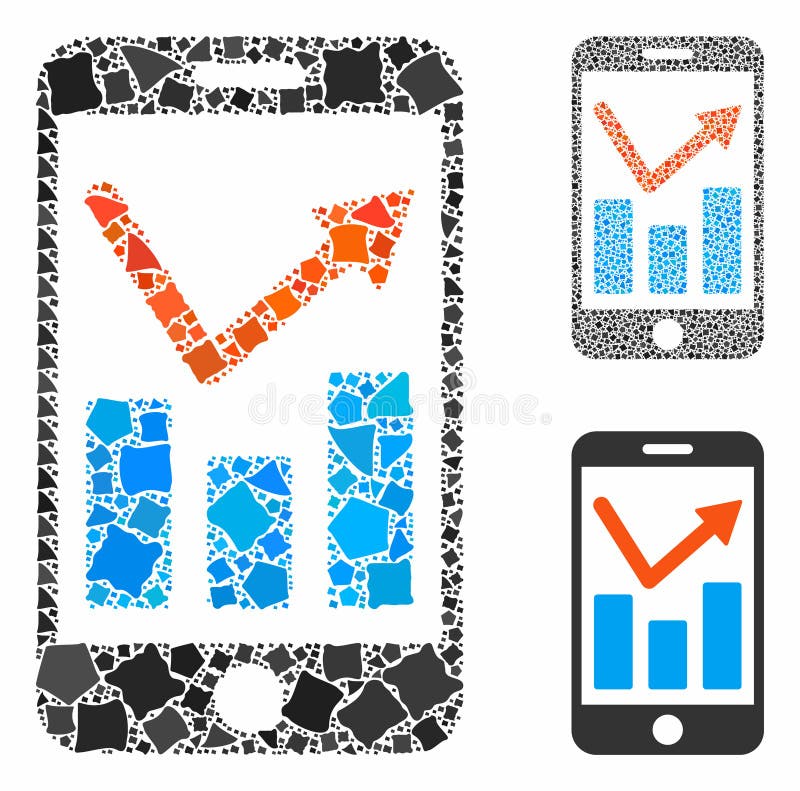 Mobile Report Composition Icon of Unequal Elements Stock Illustration ...